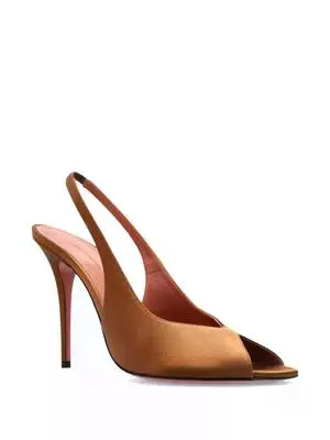 Amina Muaddi Kristina Peep-toe Slingback Pumps - Brown