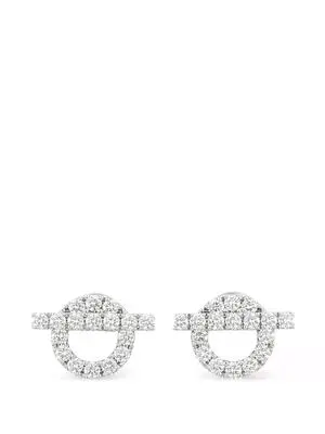Hermès 18k White Gold Diamond Stud Earrings - Silver