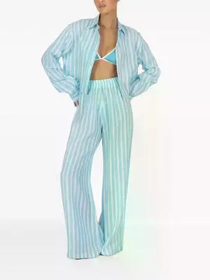 PARAMIDONNA Striped Linen Shirt - Blue