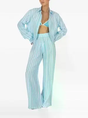 PARAMIDONNA Striped Linen Shirt - Blue