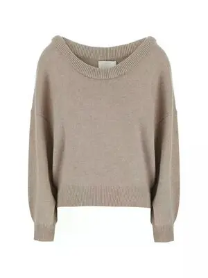 LISA YANG Doria Ribbed-trim Off-shoulder Sweater - Neutrals