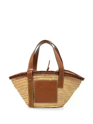 Loewe 2021 Small Raffia Anagram Basket Tote Bag - Neutrals