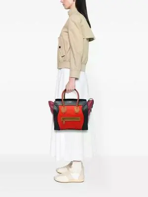 Celine Multicolor Canvas And Leather Luggage Tote Bag - Red