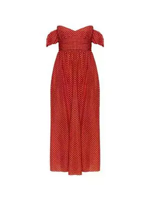 Matteau Polka-dot Off-shoulder Dress