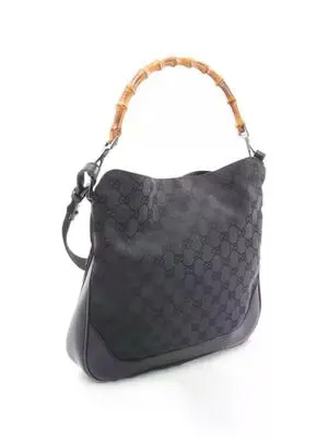Gucci 2000s Bamboo Gg Canvas Shoulder Bag