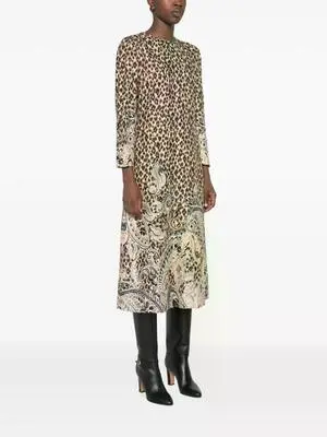 Etro Leopard And Paisley Print Midi Dress