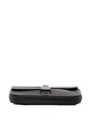 Dior 2024 Medium Grained Calfskin Saddle With Flap Clutch Bag - Black