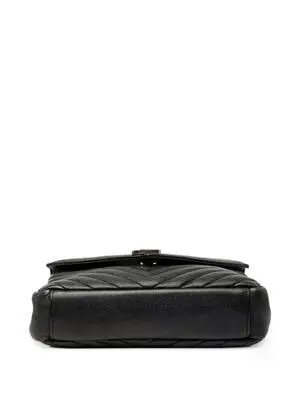 Saint Laurent 2016 Medium Chevron Sheepskin Monogram College Satchel - Black