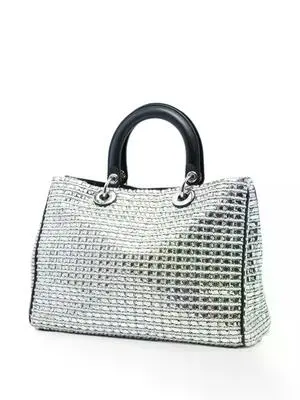 Dior 2015 Medium Metallic Tweed Patch Diorissimo Satchel