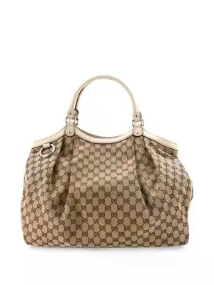 Gucci Sukey Gg Canvas With Leather Large Tote Bag - Brown