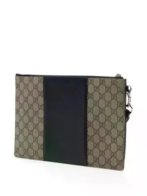 Gucci Gg Supreme Wristlet Zip Pouch Clutch Bag