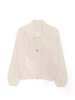 ELY ELY Ribbed-knit Zip-up Cardigan - Neutrals