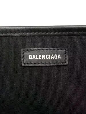 Balenciaga Canvas Navy Cabas S Tote Bag - White