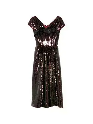 Simone Rocha Sequin-embellished Bow-detail Midi Dress - Red