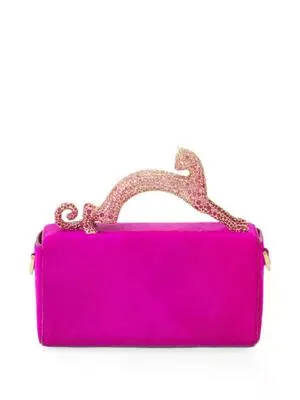 LANVIN Pencil Cat Nano Bag In Pony And Rhinestones - Pink