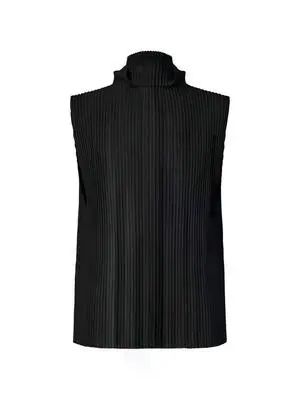 Issey Miyake Pleated High-neck Vest - Black