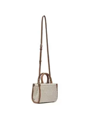 Liu Jo Faux Shearling Logo Plaque Tote Bag