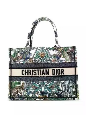 Dior Book Embroidered Canvas Medium Tote Bag - Blue