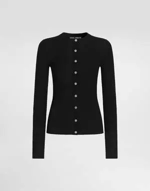 Dolce & Gabbana Ribbed Cashmere Cardigan Collection - Black