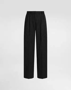 Dolce & Gabbana Pinstripe Wool Trousers Pants And Shorts - Multicolor