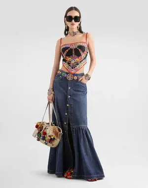Dolce & Gabbana Long Denim Skirt Denim And Jeans Multi-colored