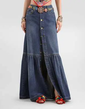 Dolce & Gabbana Long Denim Skirt Denim And Jeans Multi-colored
