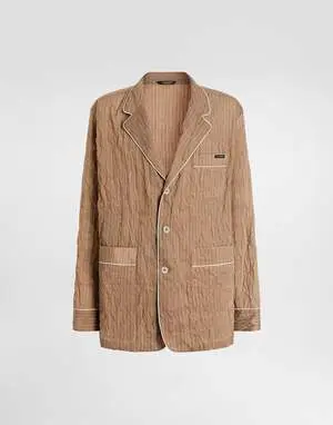 Dolce & Gabbana Crinkled Striped Fabric Shirt-style Vanity Robe Shirts - Multicolor