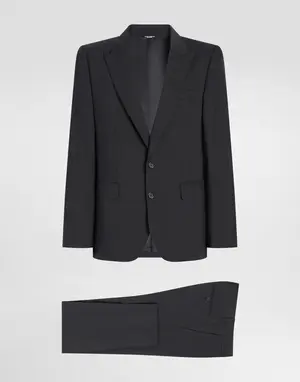 Dolce & Gabbana Stretch Wool Martini-fit Suit Suits And Blazers Wool - Black