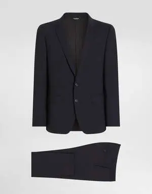 Dolce & Gabbana Stretch Wool Martini-fit Suit Suits And Blazers Wool - Blue