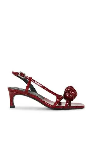 ROTATE BY BIRGER CHRISTENSEN Mid Heel Knot Patent Croc Strappy Sandal In . Also - Red