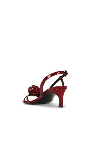 ROTATE BY BIRGER CHRISTENSEN Mid Heel Knot Patent Croc Strappy Sandal - Red