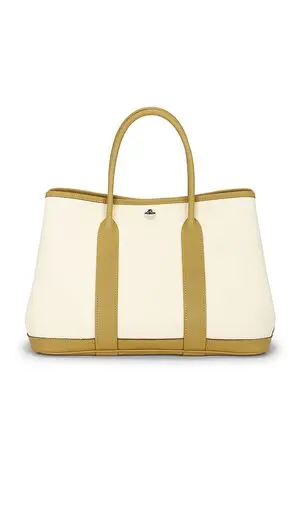FWRD RENEW Hermes Toile & Leather Garden Party 30 Tote Bag - Brown