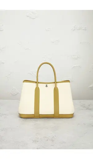 FWRD RENEW Hermes Toile & Leather Garden Party 30 Tote Bag