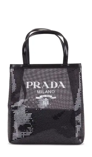 FWRD RENEW Prada Rete Paillettes Tote Bag - Black