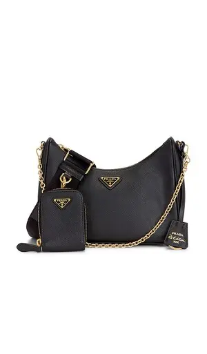 FWRD RENEW Prada Saffiano Re-edition 2005 Shoulder Bag - Black
