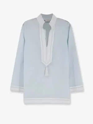 Tory Burch Cotton Tory Tunic Shirt - Blue