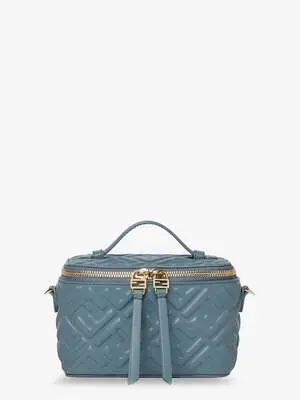 Fendi Vanity Leather Crossbody Bag With Ff Motif - Blue