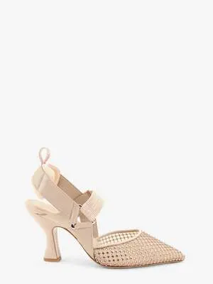 Fendi Colibrì Pumps In Mesh And Suede - Beige