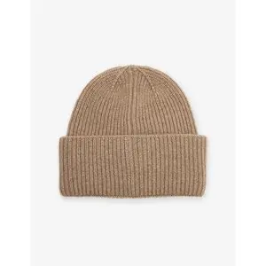 Max Mara Brand-embroidered Folded Brim Cashmere Beanie Hat