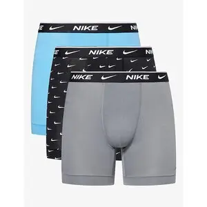 Nike Branded-waistband Set Of Three Stretch-cotton Boxers - Open