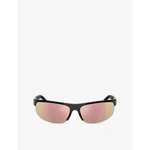 Miu Miu Mu A02sf Oval-frame Injected Sunglasses - Black