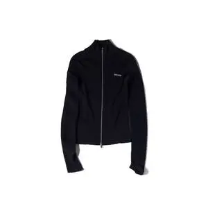 Miu Miu Cotton Zip-up Cardigan With Intarsia Logo
