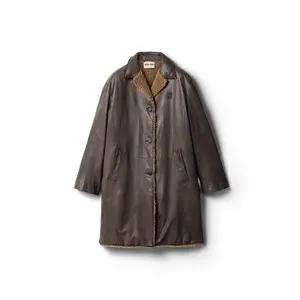 Miu Miu Leather Coat With Shearling-look Lining