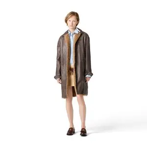 Miu Miu Leather Coat With Shearling-look Lining