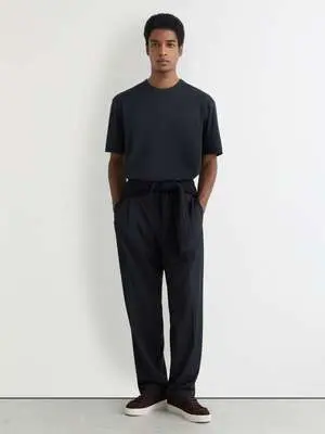 REISS Airwater-cotton Relaxed-fit T-shirt - Navy