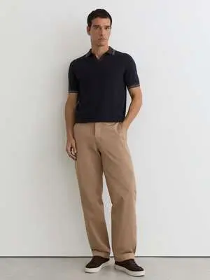 REISS Merino Wool Tipped Polo Jumper