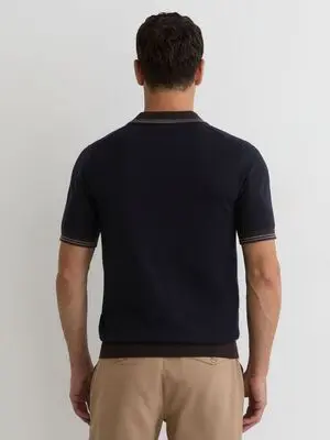 REISS Merino Wool Tipped Polo Jumper