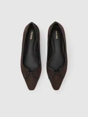 REISS Suede Pointed-toe Ballerina Shoes