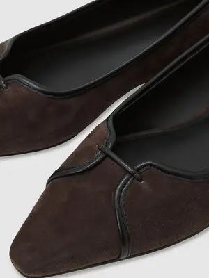 REISS Suede Pointed-toe Ballerina Shoes