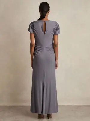REISS Helia Blend Ruched Jersey Maxi Dress